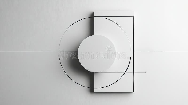 Abstract White Geometric Shapes with Curved Lines and Circular Elements ...