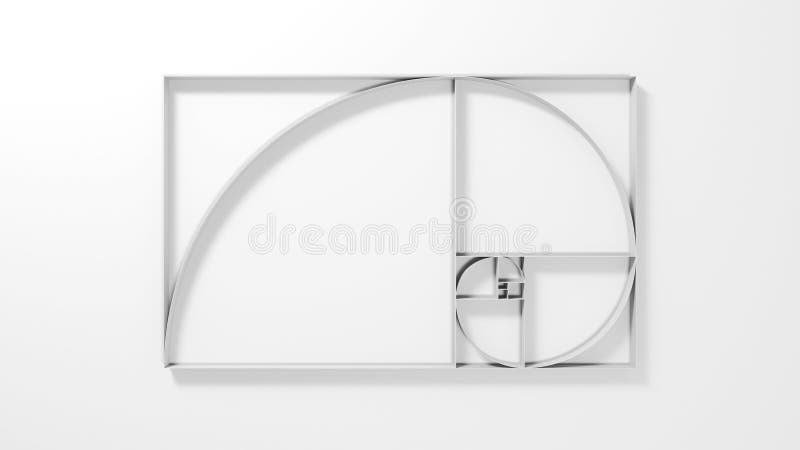 White Geometric Installation, Golden Ratio Scheme on the Wall, 3d Stock ...