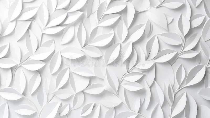 White Geometric Leaves 3d Tiles Texture Background Stock Illustration ...