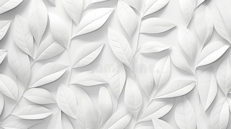 White Geometric Leaves in 3D Tiles Texture Create a Captivating ...