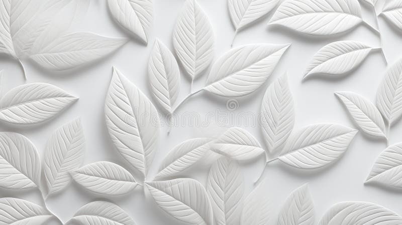 White Geometric Leaves in 3D Tiles Texture Create a Captivating ...