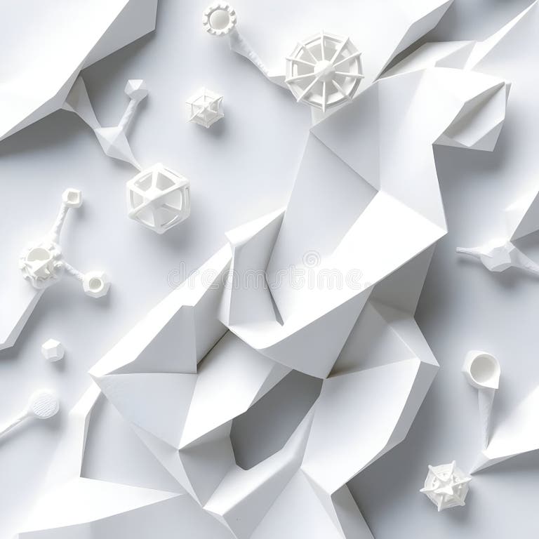 White Geometric Origami Science Structures Abstract Stock Illustration ...