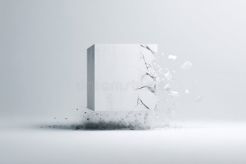 White Geometric Shape Shattering in an Abstract Setting during a Bright ...