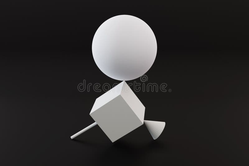 White Geometric Shapes Compositions Background. 3d Simple Different ...