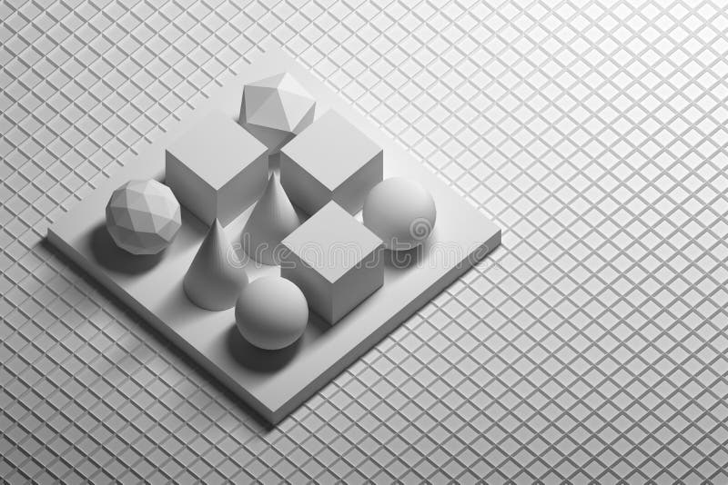 White Geometric Shapes. stock illustration. Illustration of polygon ...