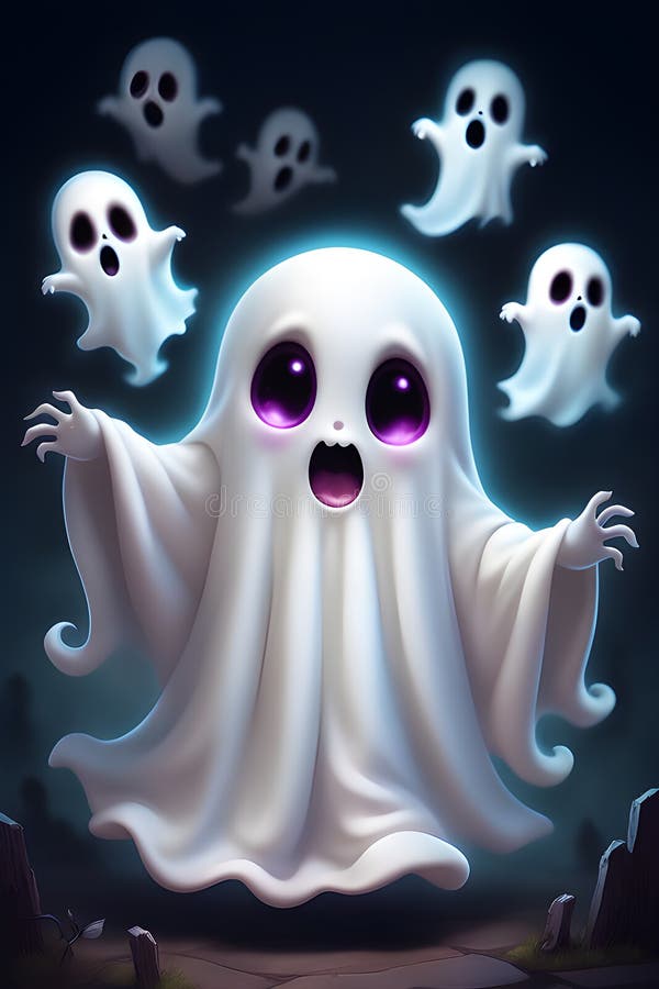 A White Ghost, Cute Little Ghost Stock Illustration - Illustration of ...