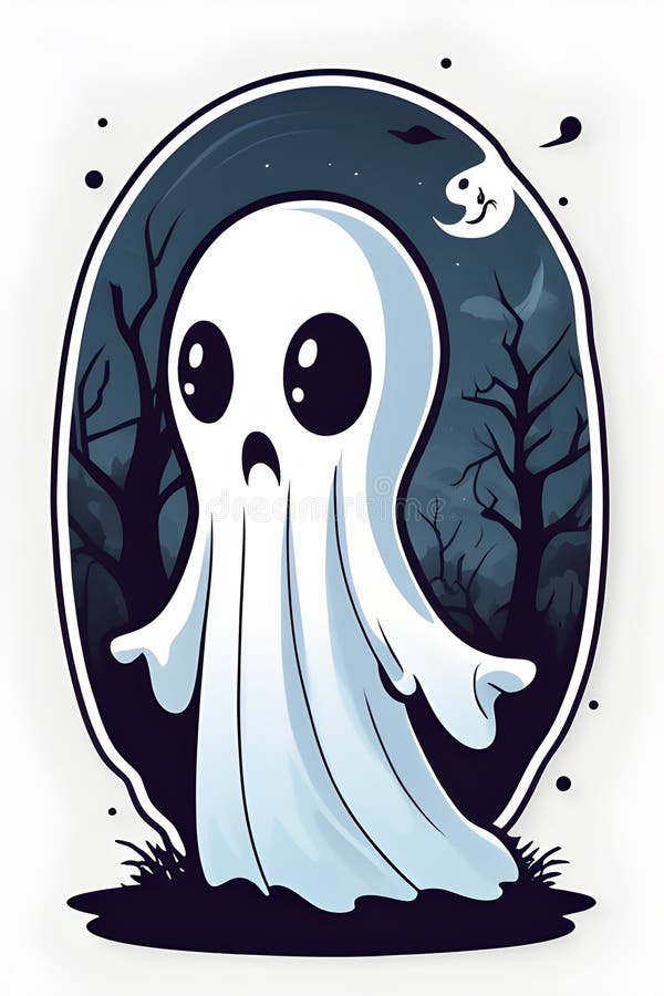A White Ghost, Cute Little Ghost Stock Illustration - Illustration of ...