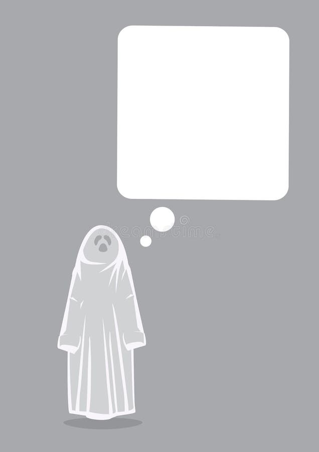 White Ghost with Empty Thinking Bubble. Vector Cartoon Illustration ...
