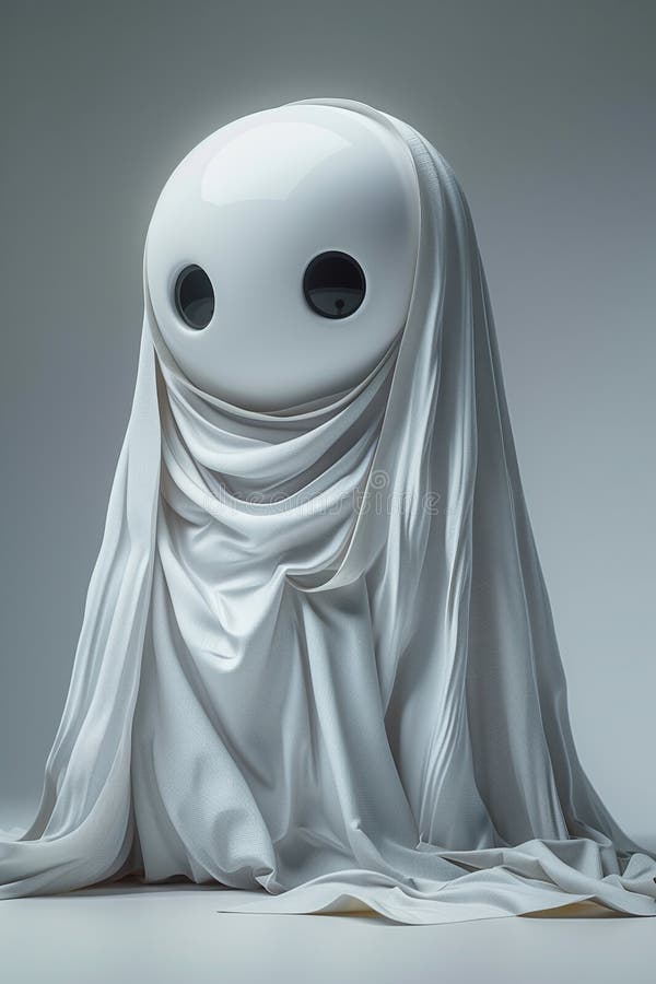 White Ghost Figure with Two Eyes Peeking Out from Under a White Blanket ...