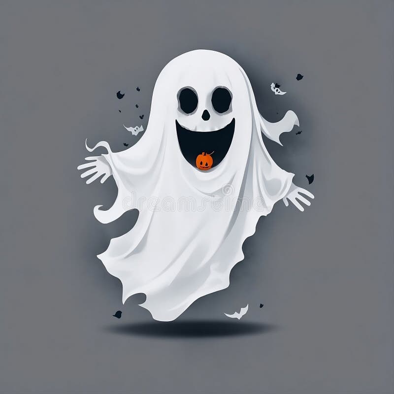 Cartoon Ghost Icon. Simple Mini Cartoon Ghost Isolated on White ...