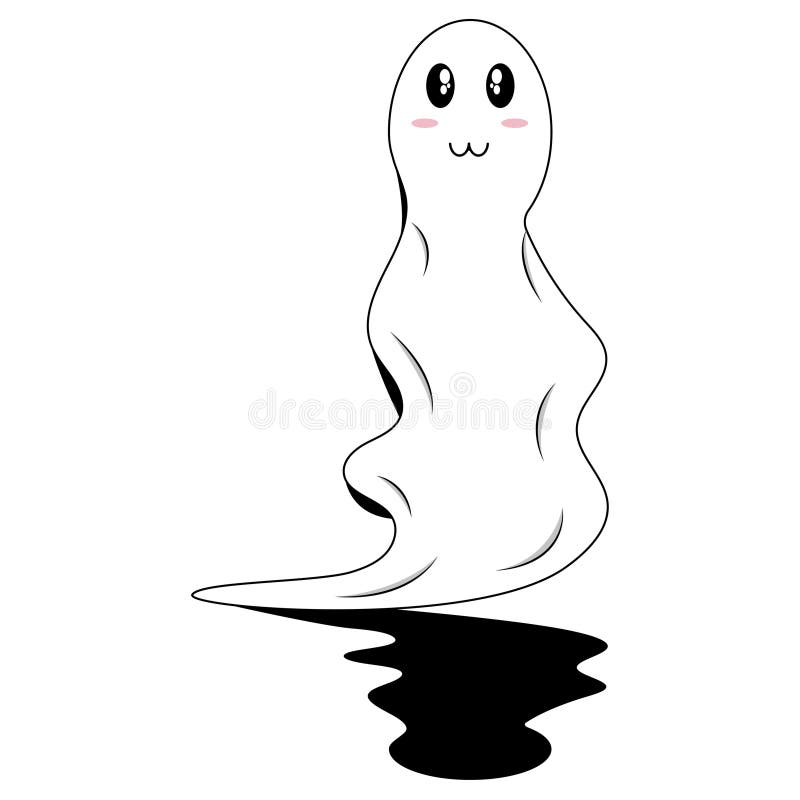 White Ghost with Large Eyes and Blushing Cheeks Stock Vector ...