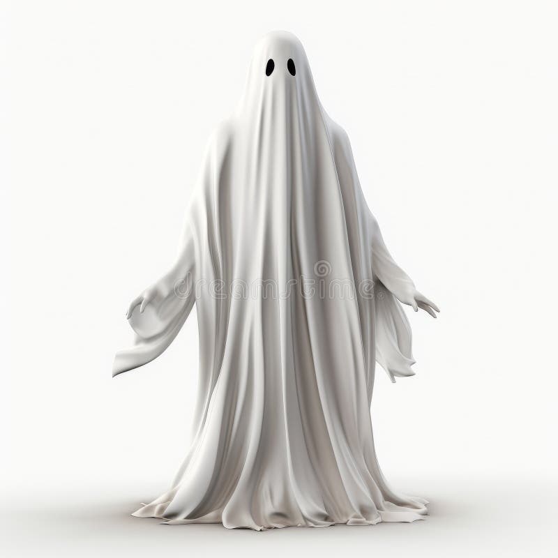 Eerily Realistic 3d Ghost on White Background Stock Illustration ...