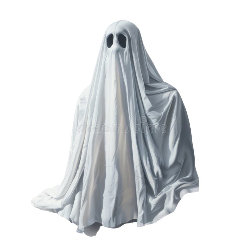 White Ghostly Figure Draped in Sheer Fabric Stock Image - Illustration ...