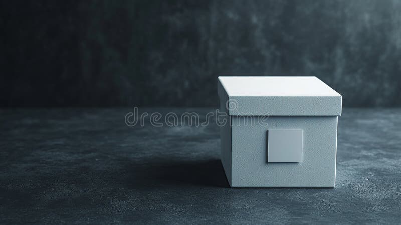 White Gift Box, Blank Label, Dark Background, Studio Shot, Product ...