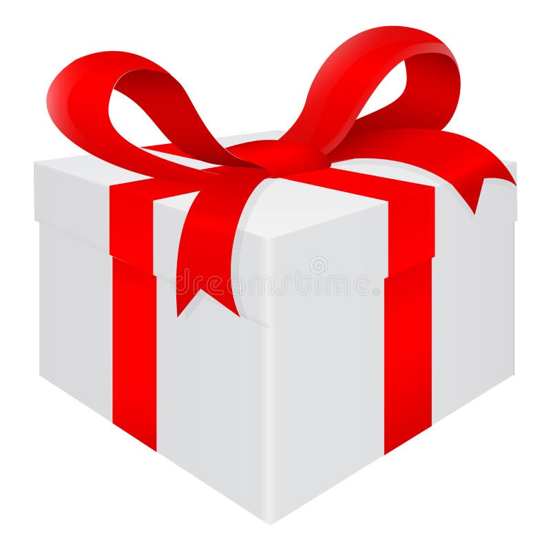 White Gift Box Decorated with Red Ribbon Bow Stock Vector ...