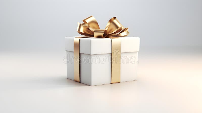 White Gift Box in Front of a Light Background with Copy Space. Festive ...