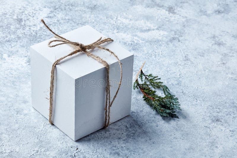 White gift box stock photo. Image of present, season - 163503620
