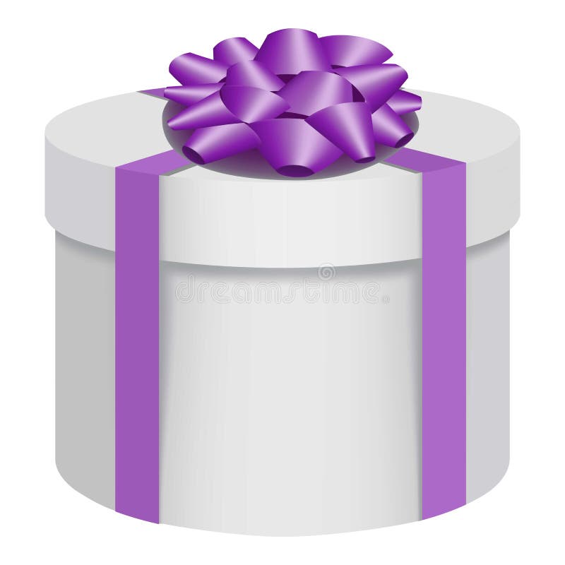 White Gift Box with a Purple Bow Icon, Flat Style Stock Vector ...