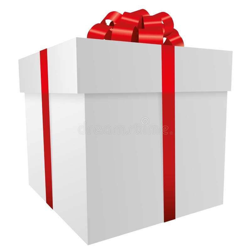 White Gift Box with a Red Bow - Christmas and Birthday Present ...