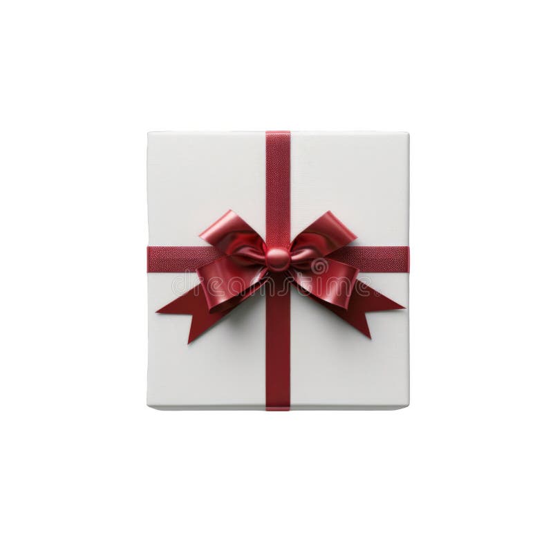 White Gift Box with Red Bow and Ribbon Stock Photo - Illustration of ...