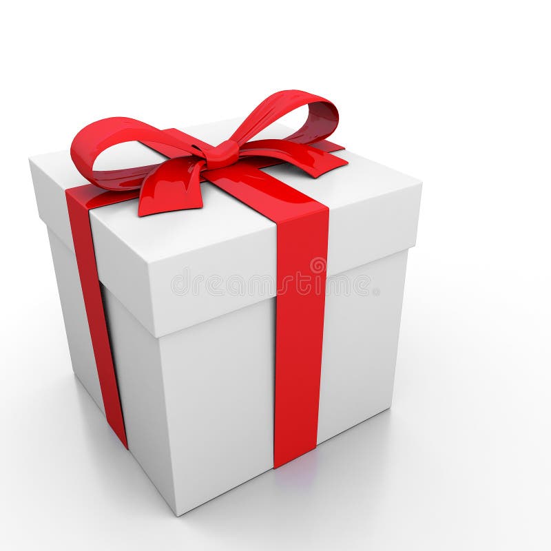 White Gift Box and Red Ribbon Stock Illustration - Illustration of ...