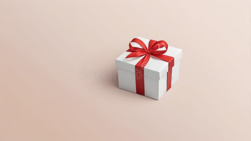 White Gift Box with a Red Ribbon Stock Illustration - Illustration of ...