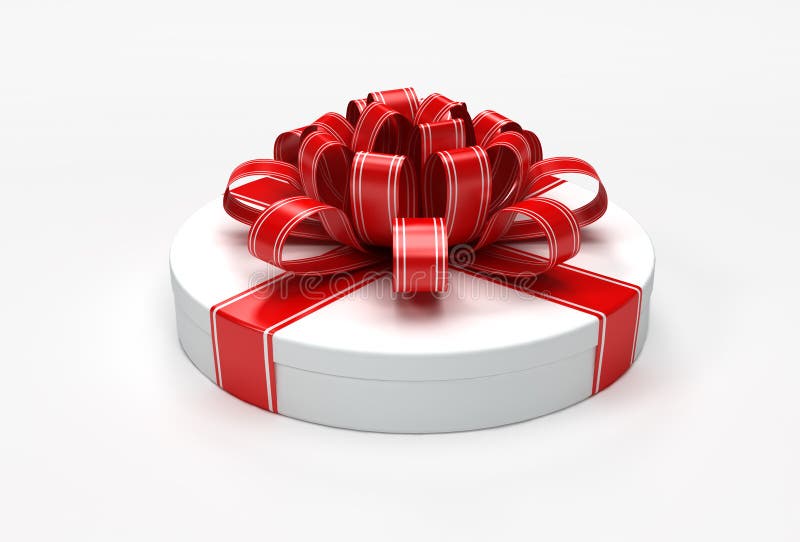 White Gift Box with Red Ribbon Stock Illustration - Illustration of ...