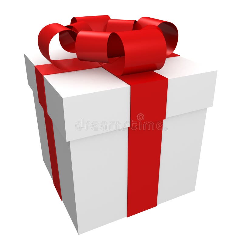 White Gift Box with Red Ribbon and Bow Stock Illustration ...