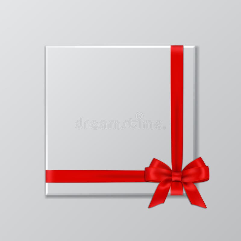 White Gift Box with Red Ribbon and Bow Template. Vector Illustration ...