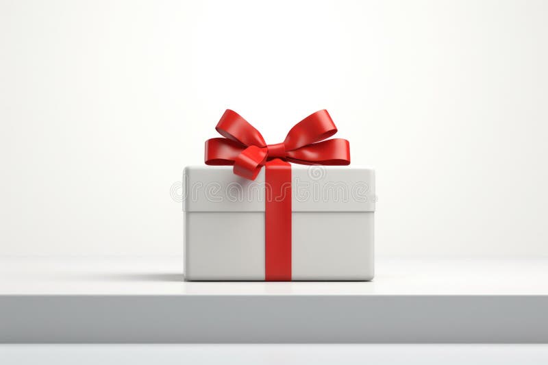 A White Gift Box with a Red Ribbon, Perfect for Special Occasions and ...