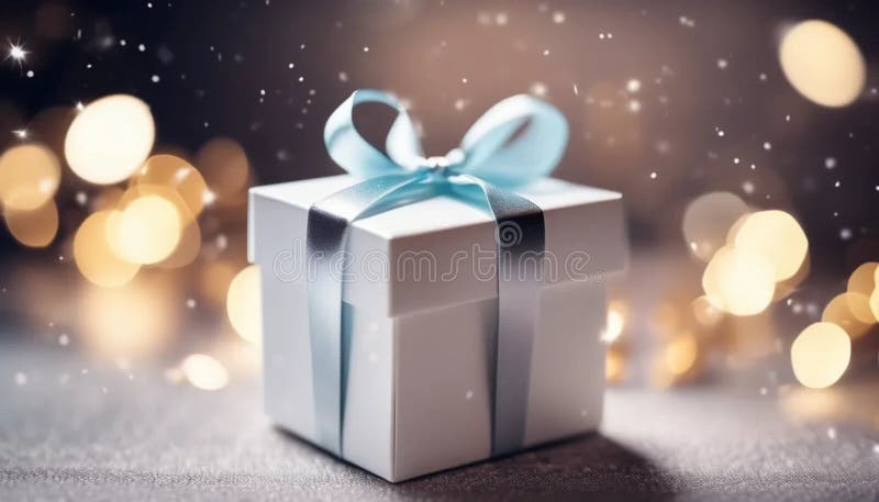 White gift box on snow stock illustration. Illustration of design ...