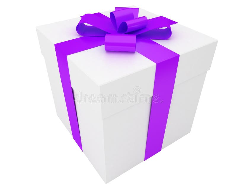 White Gift Box with Purple Violet Ribbon Isolated Stock Vector ...