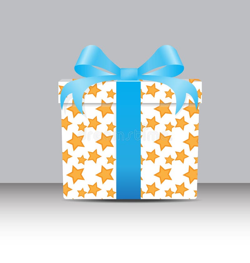White Gift Box with a Yellow Star Pattern Stock Vector - Illustration ...