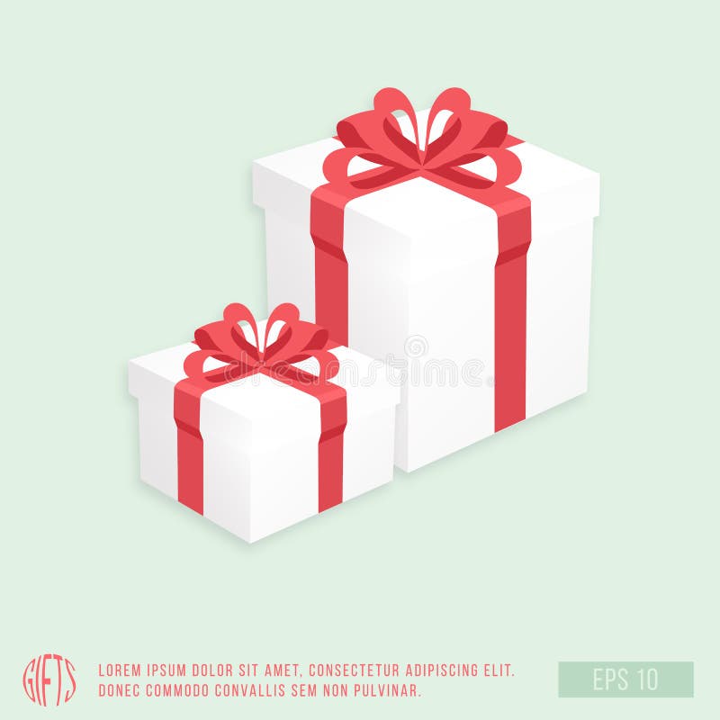 White Gift Boxes with Fancy Red Ribbon, Vector Stock Vector ...