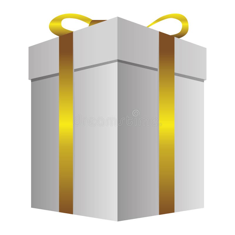 White Gift Long Boxes with Gold Ribbon Icon Stock Illustration ...