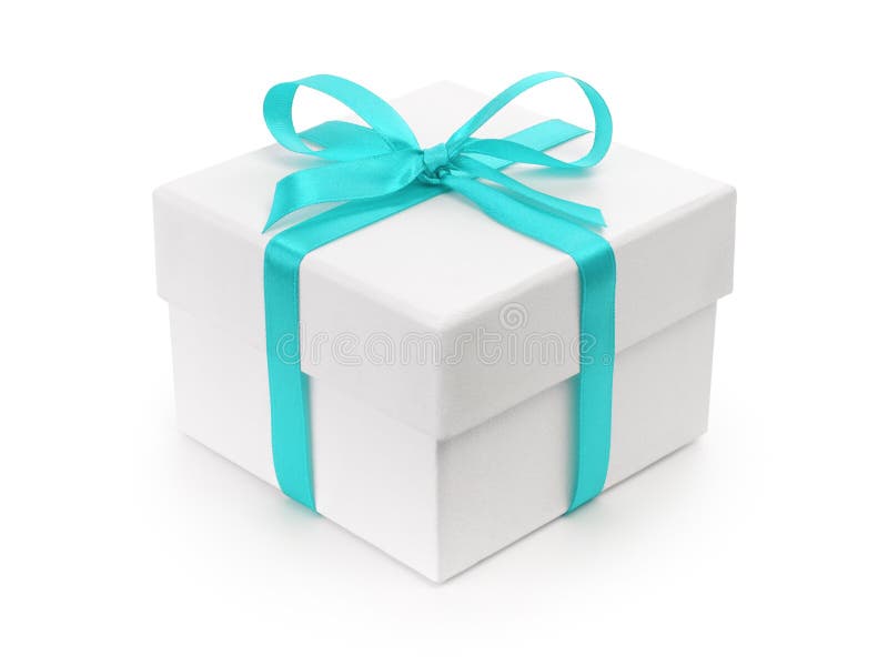 White Gift Paper Box with Blue Ribbon Bow Stock Illustration ...