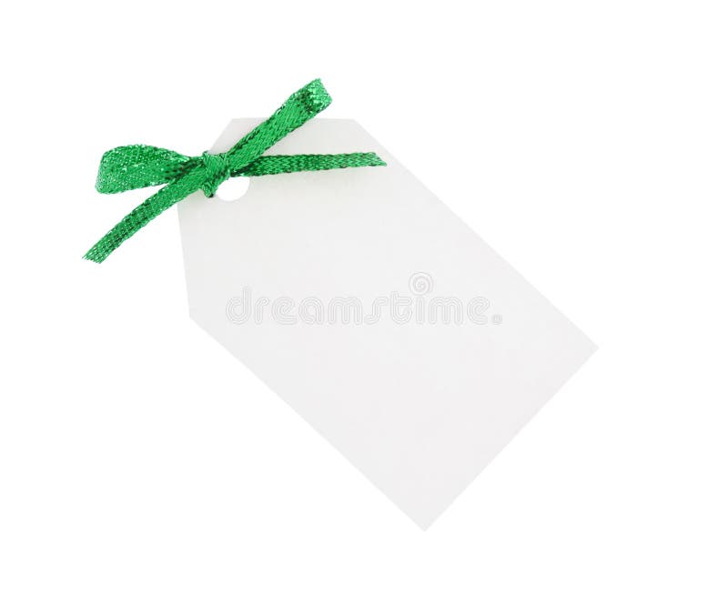 White Gift Tag with Orange Ribbon Bow Stock Image - Image of commercial ...