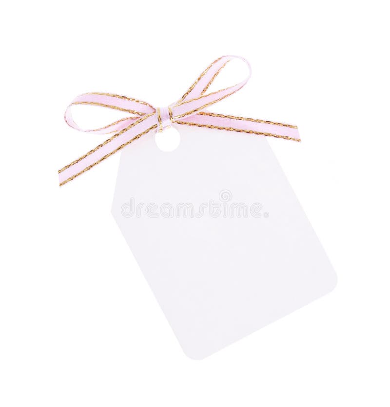White Gift Tag with Orange Ribbon Bow Stock Image - Image of commercial ...