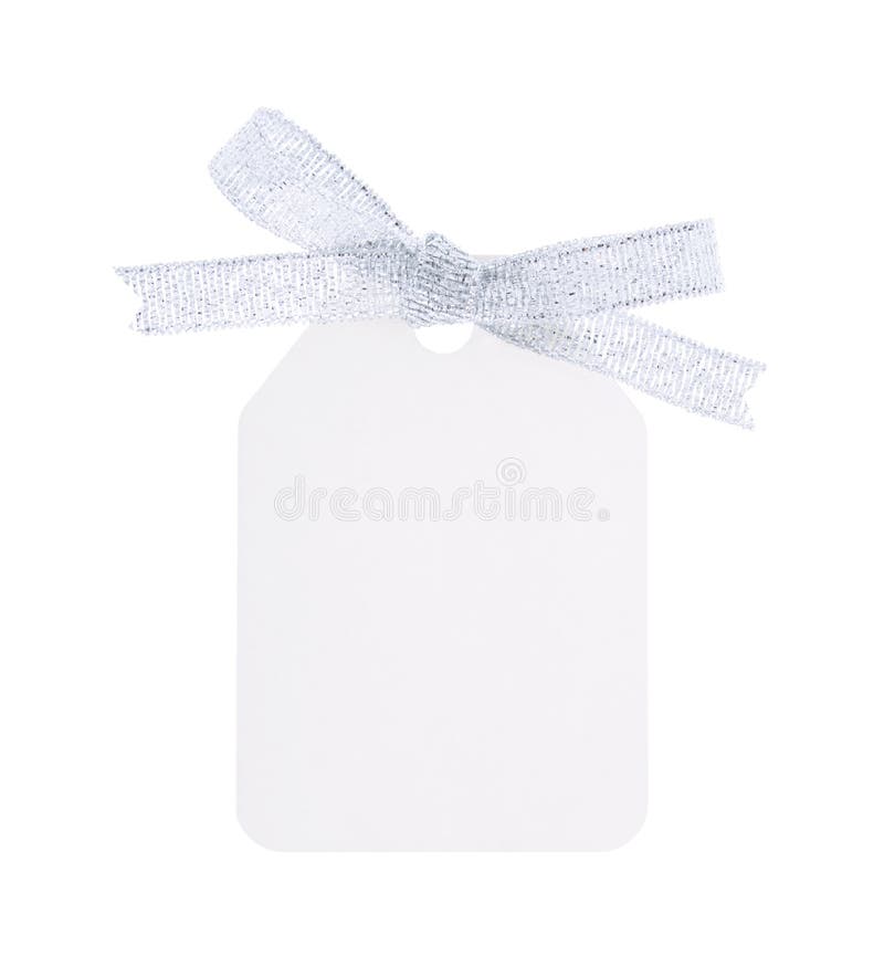 White Gift Tag with Orange Ribbon Bow Stock Image - Image of commercial ...