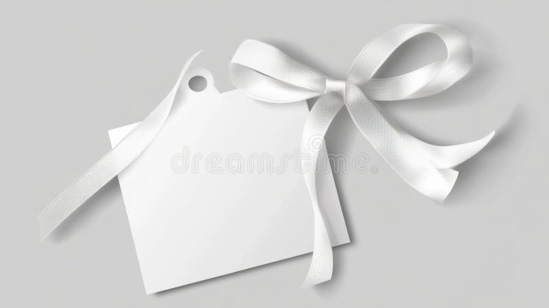 A White Gift Tag Tied with a Ribbon Stock Illustration - Illustration ...