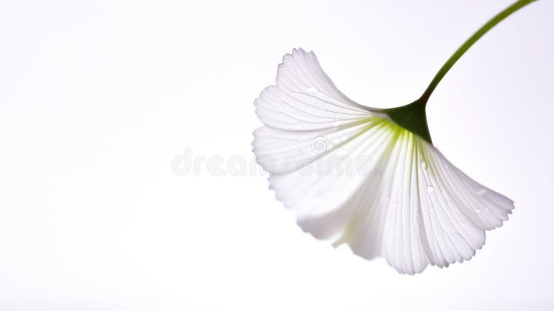 White Translucent Ginkgo Biloba Flower on a Pure White Background with ...