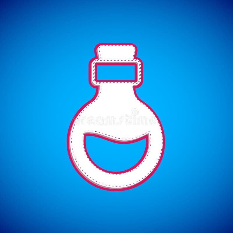 White Glass Bottle with Magic Elixir Icon Isolated on Blue Background ...