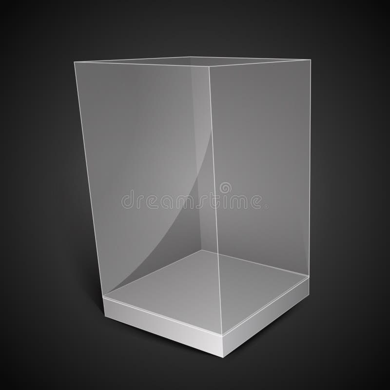 Empty Transparent Glass Box on Pedestal Stock Vector - Illustration of ...