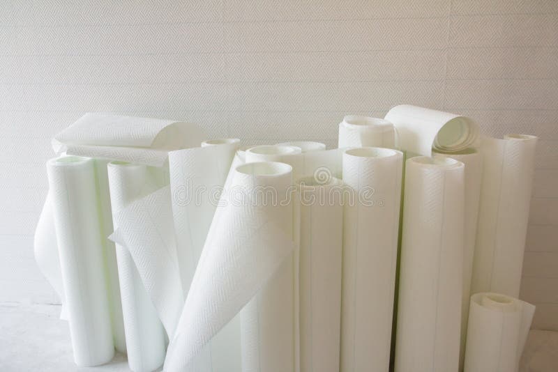 Tubes, and Rolls of Fabric and Paper Stock Photo - Image of netting ...