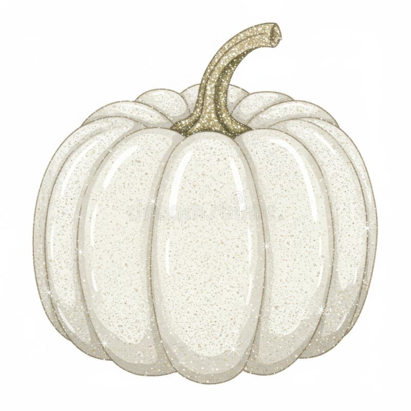 White Glitter Pumpkin with Gold Stem Stock Illustration - Illustration of glitter, holiday ...