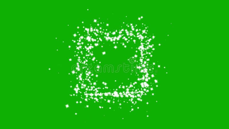 White Glitter Sparkles in Square Path with Green Screen Background ...