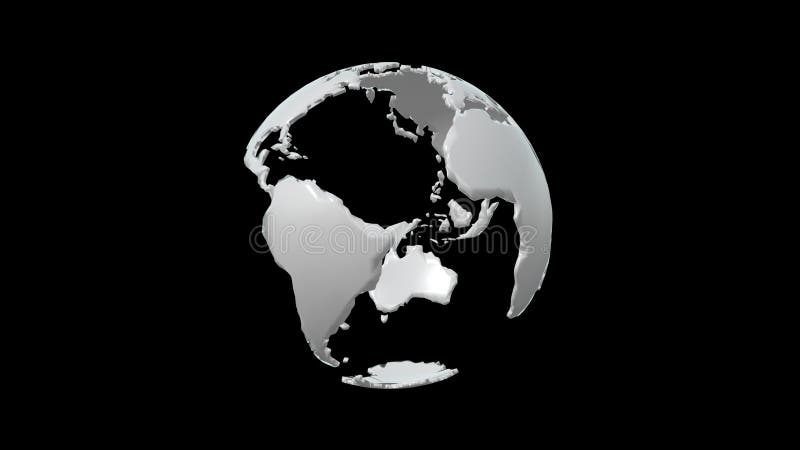 White Globe Planet Earth Rotating Loop with Alpha Channel Stock Video ...