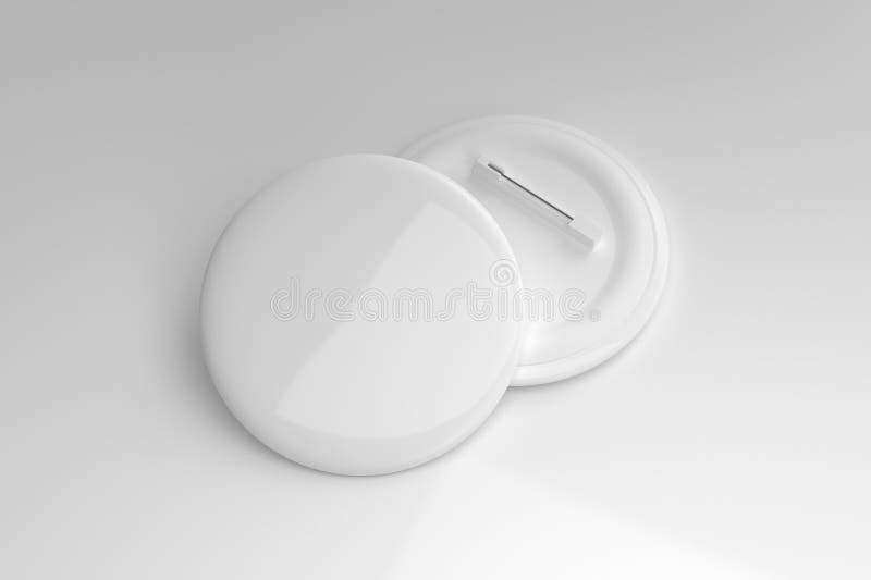 White Glossy Badge, Button, Pin Mockup on White Background - 3D ...