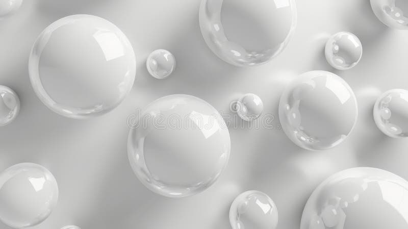 White Glossy Bubbles Abstract Background 3D Render for Clean Design ...