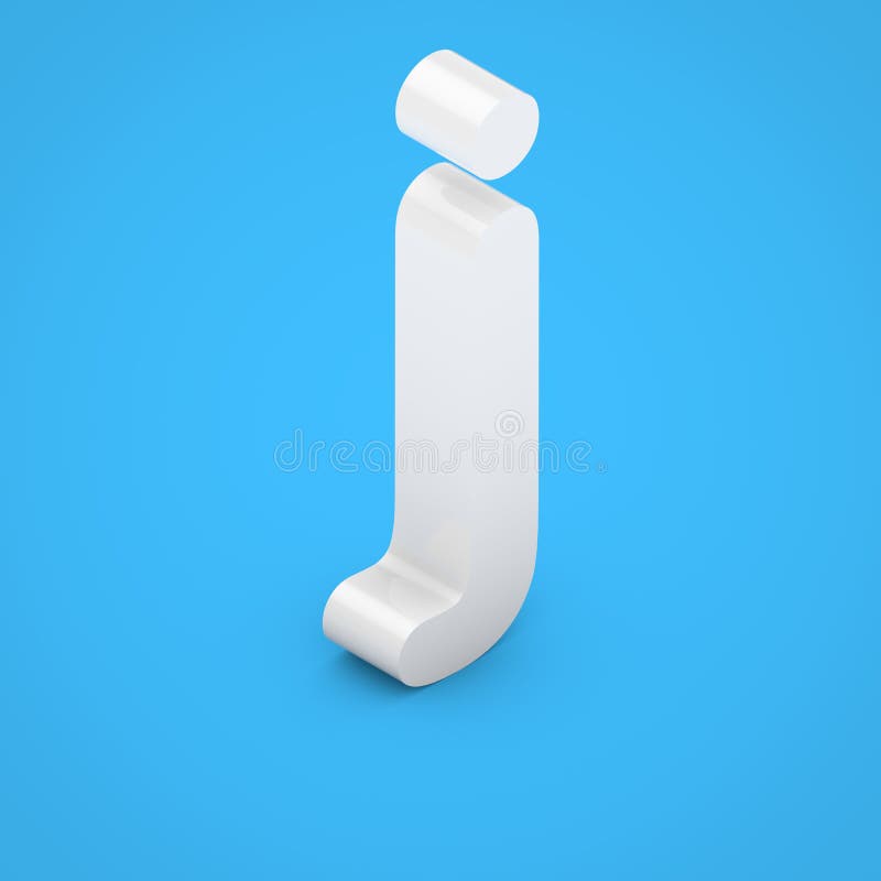 White Glossy Isometric Letter J Lowercase Isolated on Blue Background ...